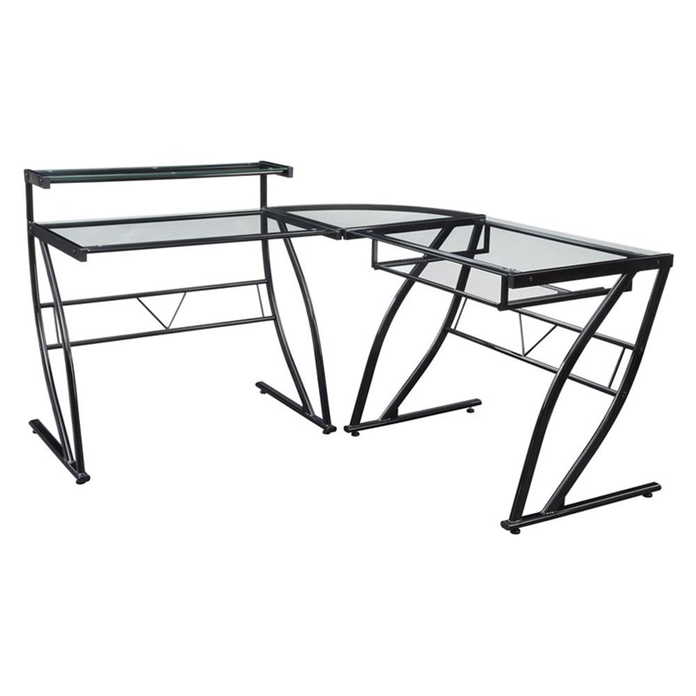 Pemberly Row L Shaped Home Office Black Metal Gaming Editing Desk ...