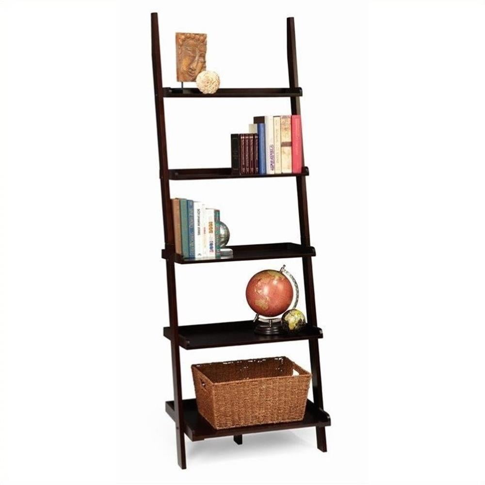 Pemberly Row Ladder Bookshelf in Espresso Wood Finish - Walmart.com
