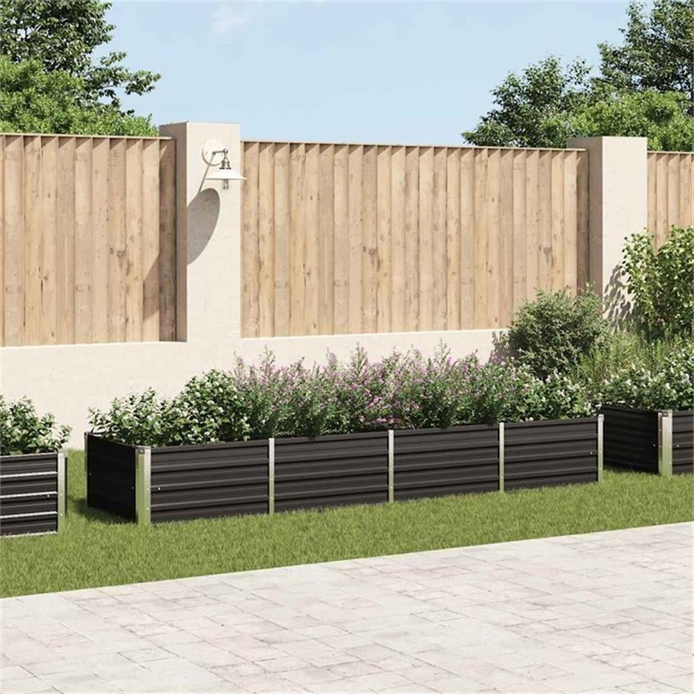 Pemberly Row Large Durable Galvanized Steel Raised Bed in Anthracite ...