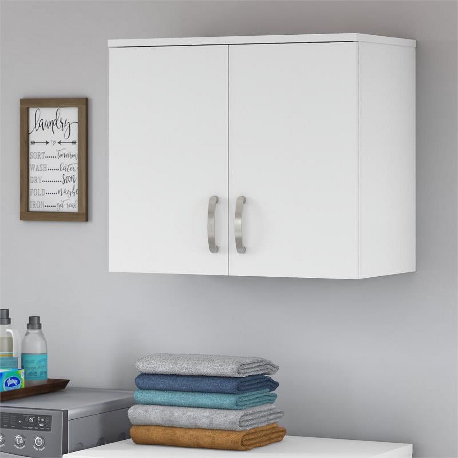 Pemberly Row Laundry Room Wall Cabinet with Doors in White - Engineered ...
