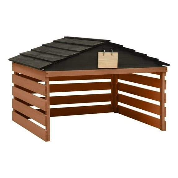 Pemberly Row Lawn Mower Wooden Garage Storgae in Black/Brown - Walmart.com