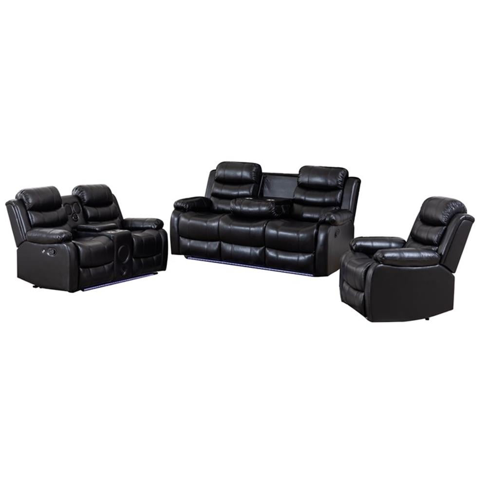 Pemberly Row Leather Multi Functional Sofa Set Reclining Living Room ...