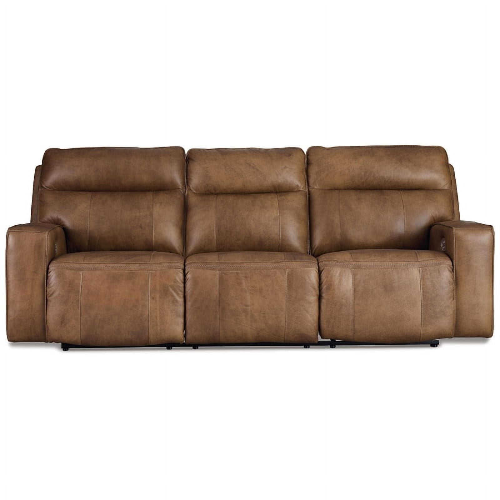 Pemberly Row Leather Power Reclining Sofa with Headrest in Caramel ...