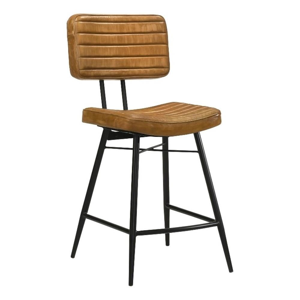 Pemberly Row Leather Upholstered Counter Height Stools Camel - Walmart.com