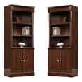 Pemberly Row Library Bookcase with Doors in Cherry (Set of 2) - Walmart.com