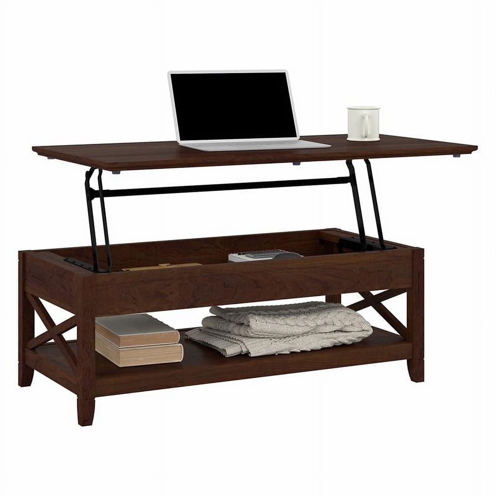 Pemberly Row Lift Top Coffee Table with Storage in Bing Cherry ...