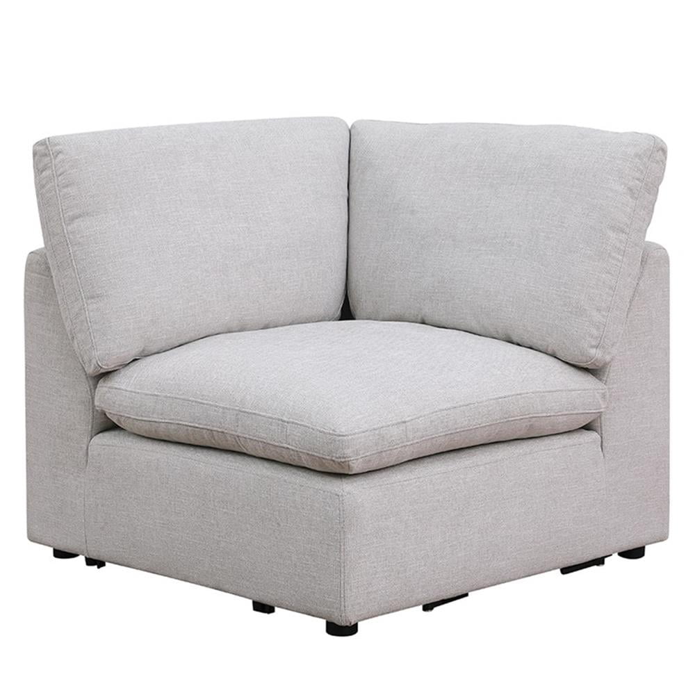 Pemberly Row Linen Fabric Upholstered Corner Wedge Cream Clarkson Sand ...