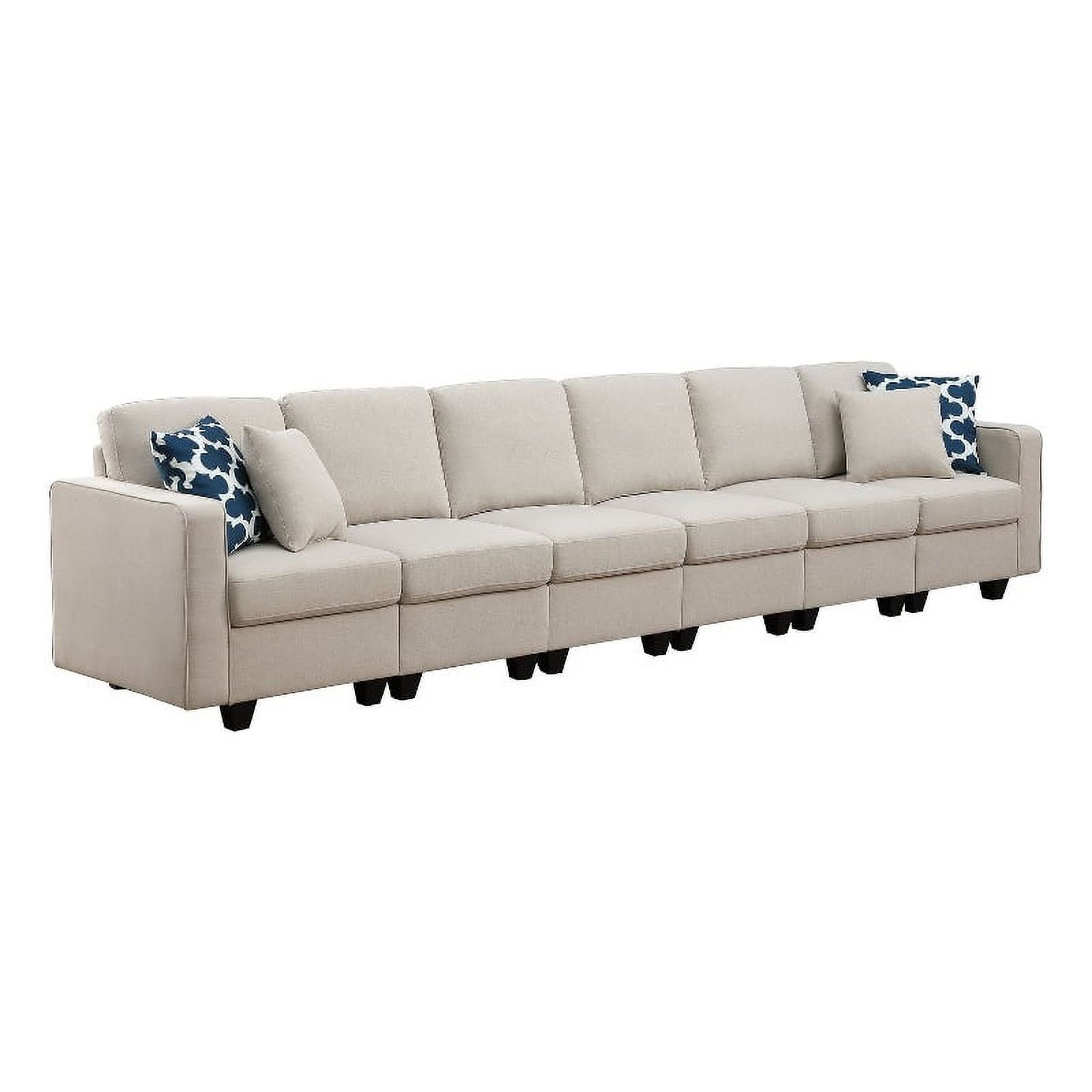Pemberly Row Linen Symmetrical Modular Seating Component Sectional Sofa ...