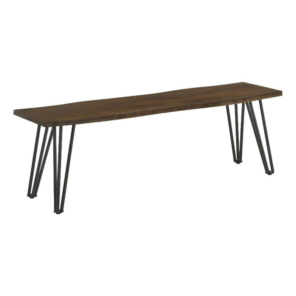 Pemberly Row Live-edge Wood Dining Bench Mango Cocoa and Gunmetal ...