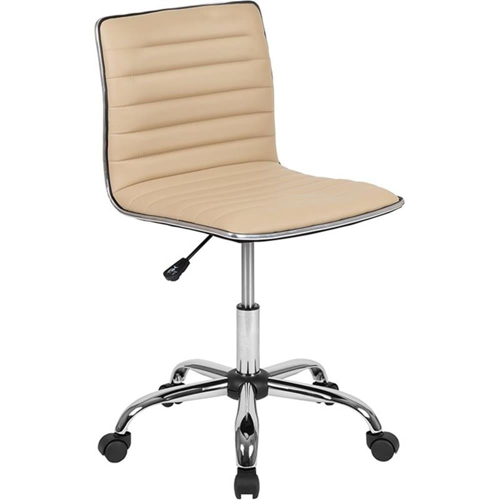 Pemberly Row Low Back Faux Leather Office Swivel Chair in Tan - Walmart.com