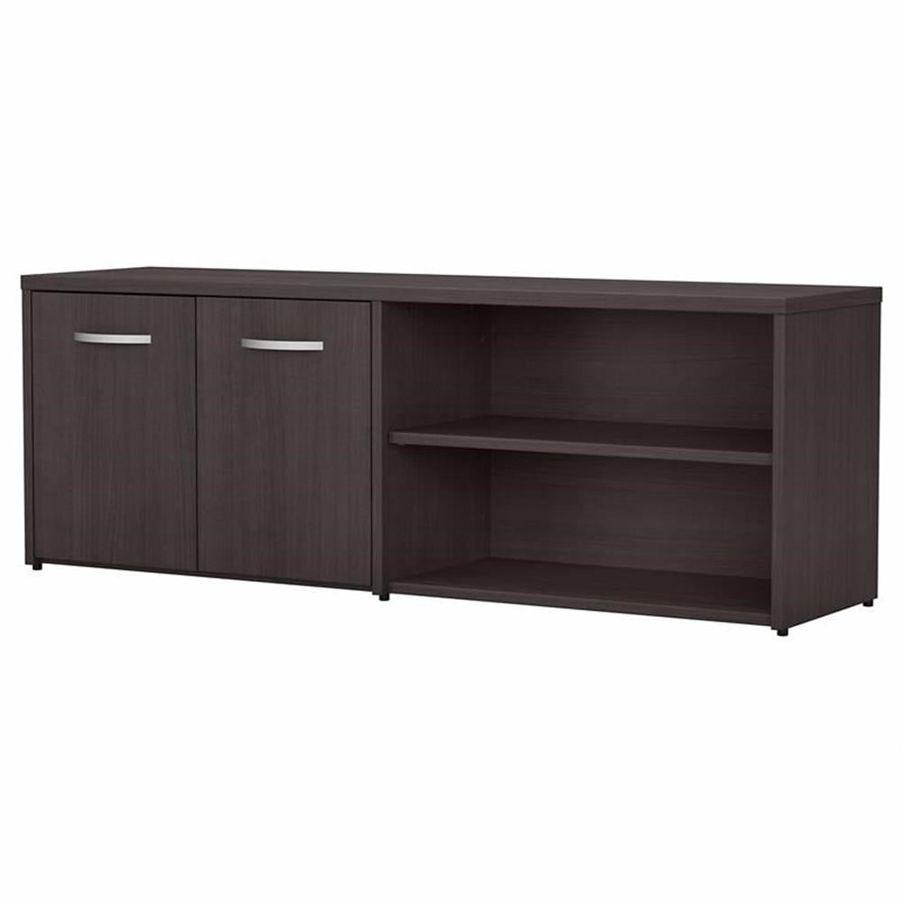 Pemberly Row Low Storage Cabinet with Doors in Storm Gray - Engineered ...