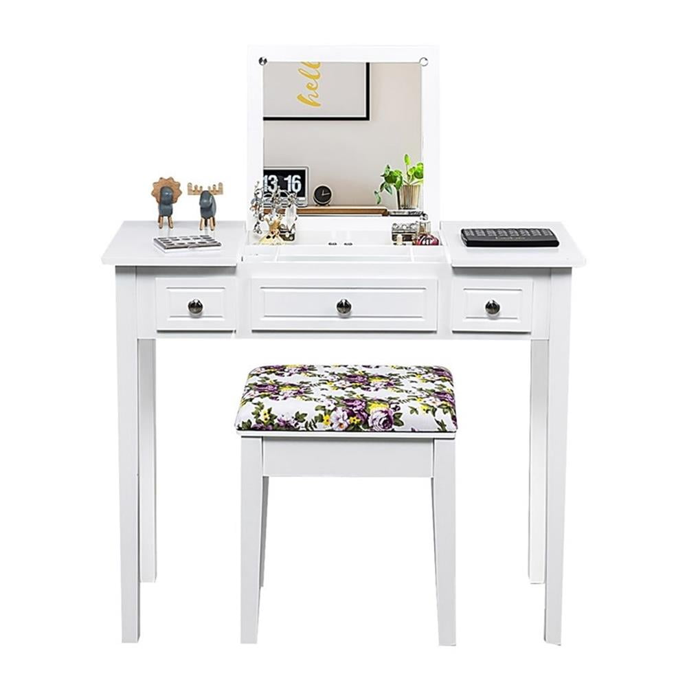 Pemberly Row MDF and Wood Vanity Dressing Table Set with 7 Compartments ...