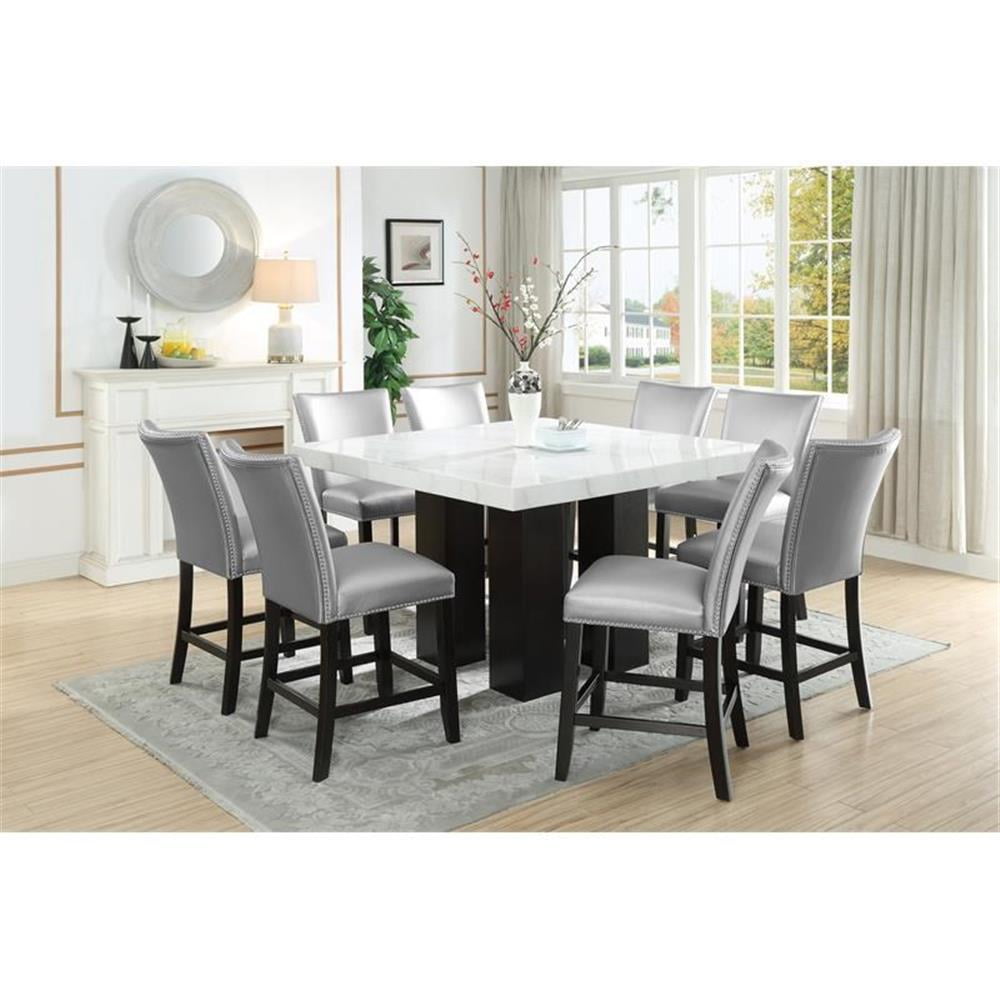 Pemberly Row Marble Top Square 9-Piece Counter Height Dining Set ...