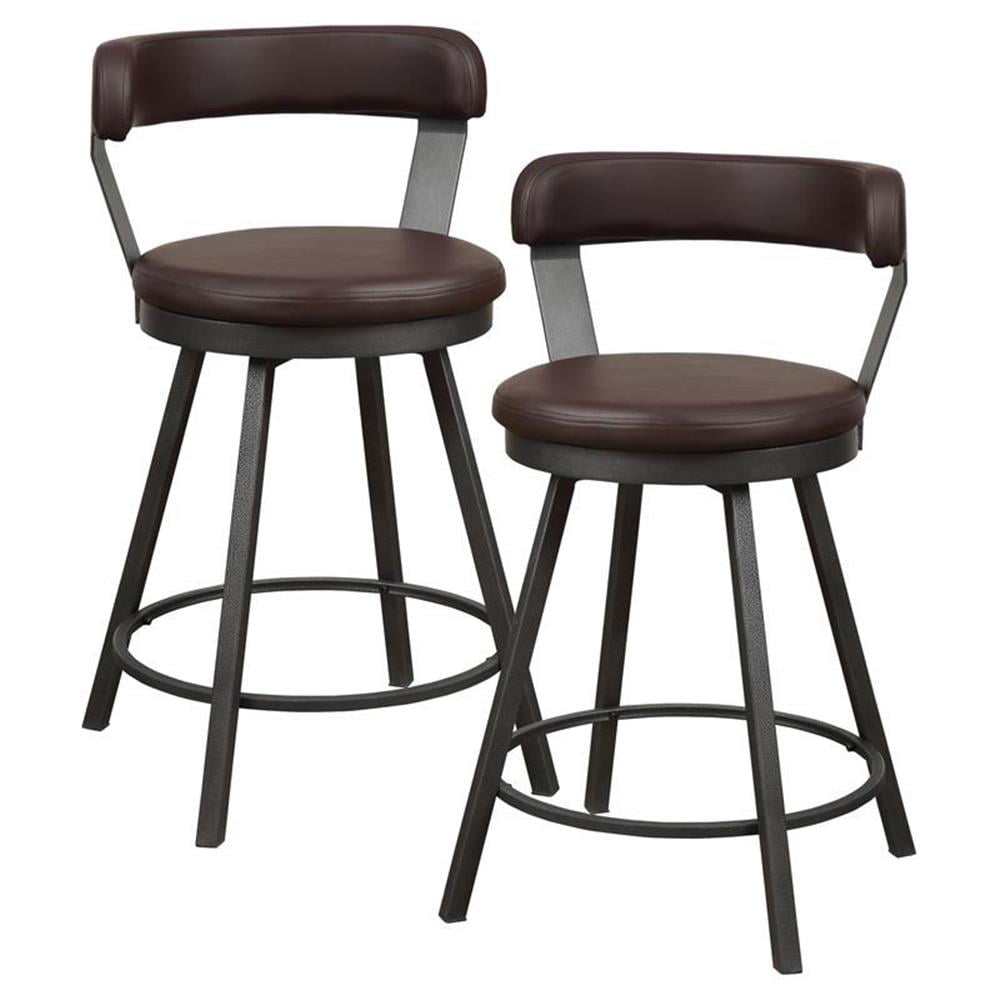 Pemberly Row Set of 2 Kitchen Tall Bar Stools in Gray - Metal, Rotating ...