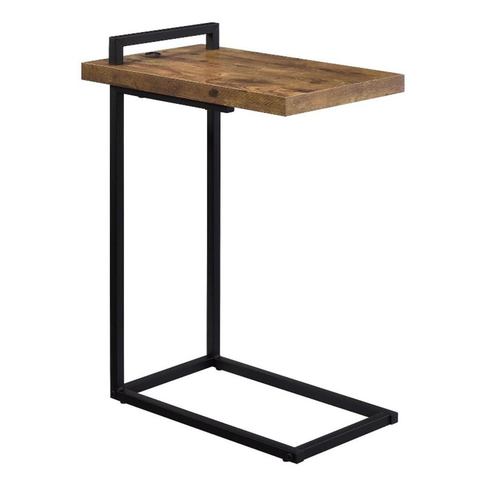 Pemberly Row Metal C-shaped Accent Table with USB Charging Port Brown ...