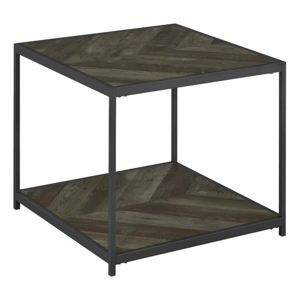 Pemberly Row Metal Chevron End Table Rustic Gray Herringbone - Walmart.com