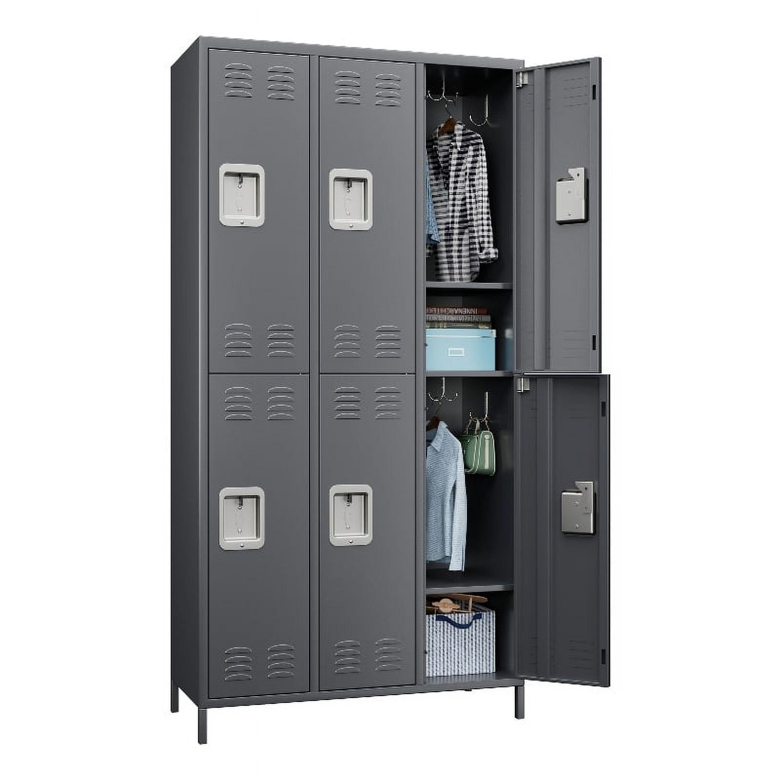 Pemberly Row Metal Locker with 6 Door for School and Employee Dark Gray ...
