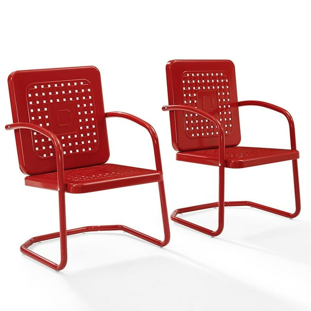 Pemberly Row Metal Patio Chair in Red (Set of 2),Outdoor - Walmart.com