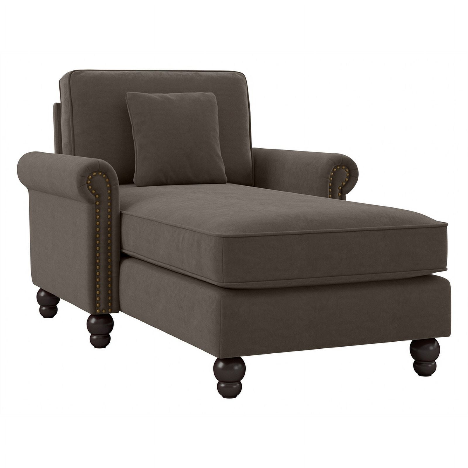 Pemberly Row Microsuede Fabric Chaise Lounge with Rolled Arms in Cocoa ...