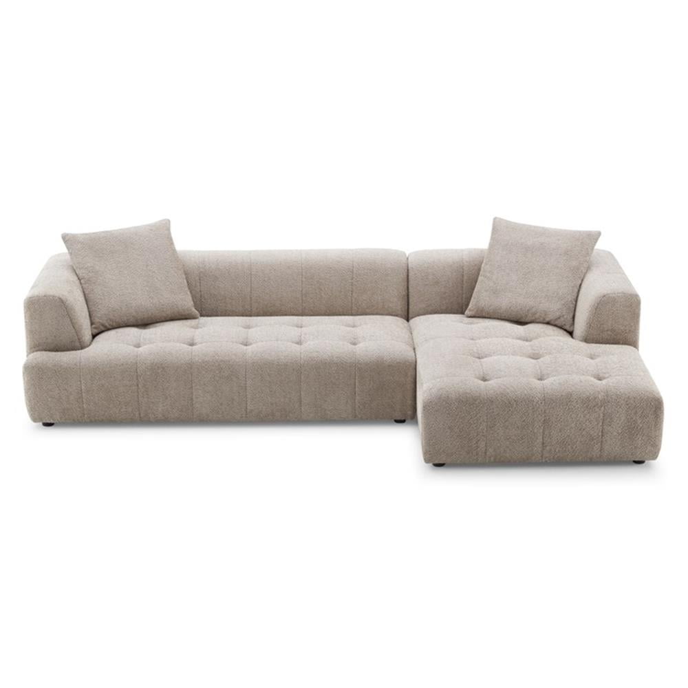 Pemberly Row Mid-Century Boucle Fabric L-Shaped Right Sectional Sofa in ...