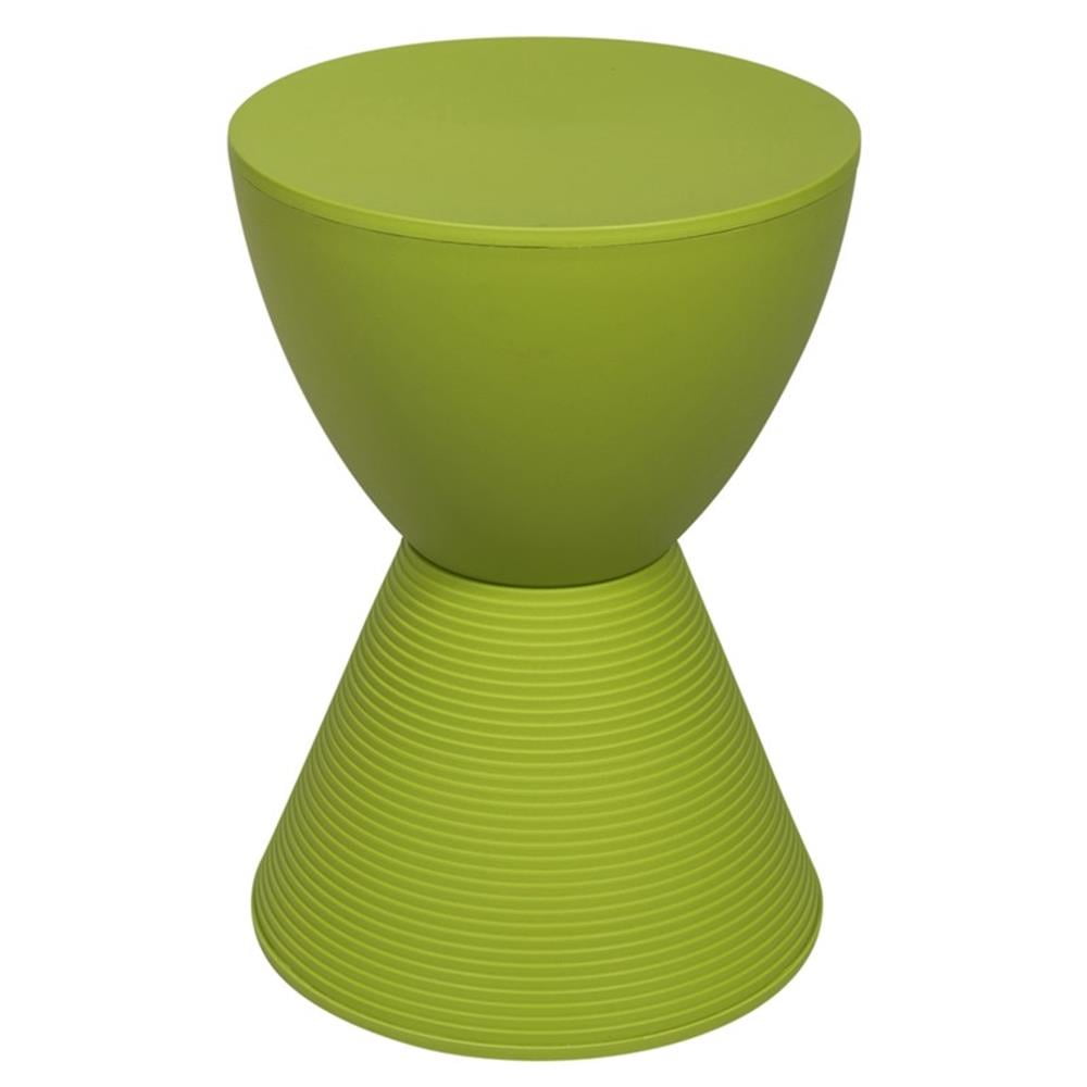 Pemberly Row Mid-Century Plastic Ribbed Round End Table in Green ...