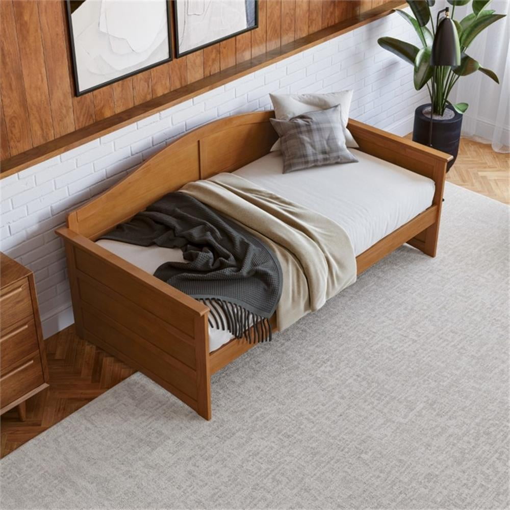 Pemberly Row Mid-Century Solid Wood Twin Daybed with Back Board in ...