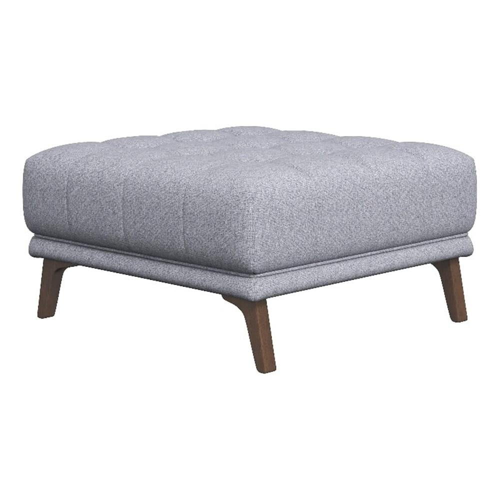 Pemberly Row Mid-Century Square Microfiber Ottoman in Light Gray ...