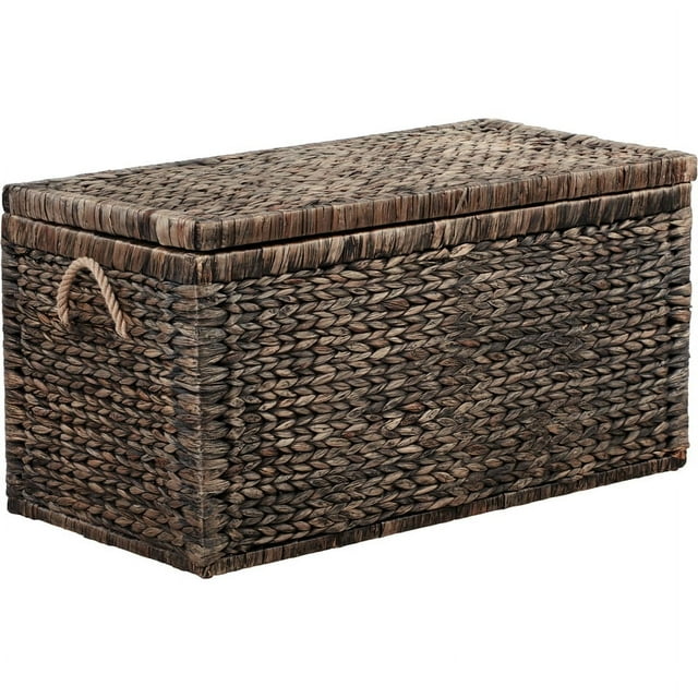 Pemberly Row Mid-Century Wicker / Rattan Storage Trunk in Brown ...