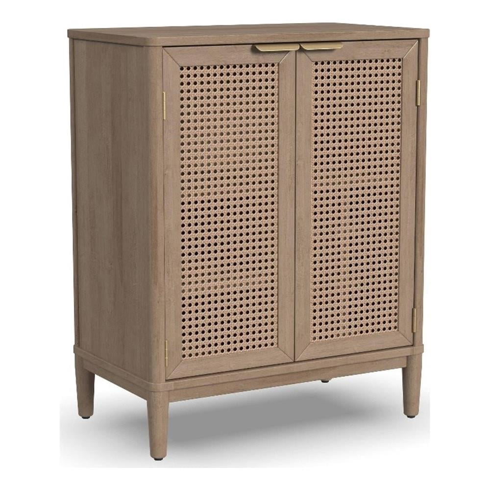 Pemberly Row Mid-Century Wood Bar Cabinet with 2 Shelves in Brown ...