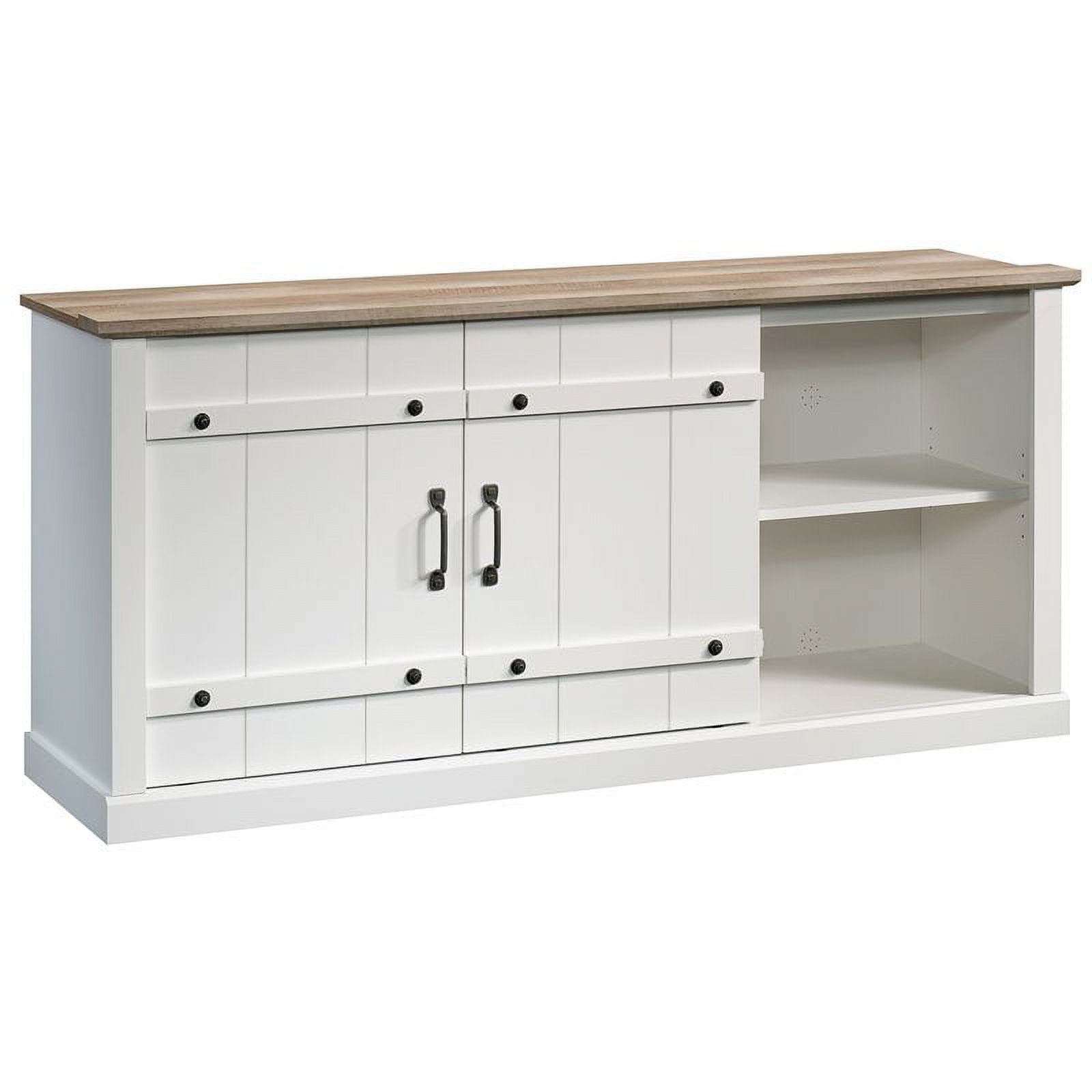Pemberly Row Mid-Century Wood TV Stand for TVs up to 70" in Soft White ...