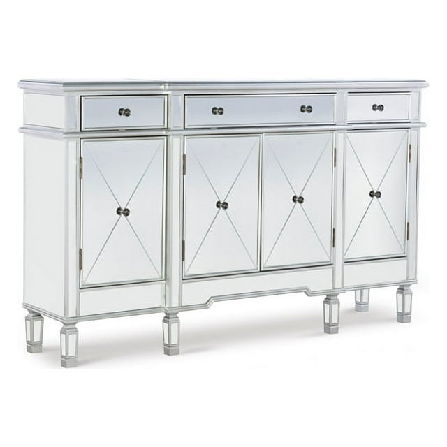 Pemberly Row Mirrored Wood Console in Silver - Walmart.com
