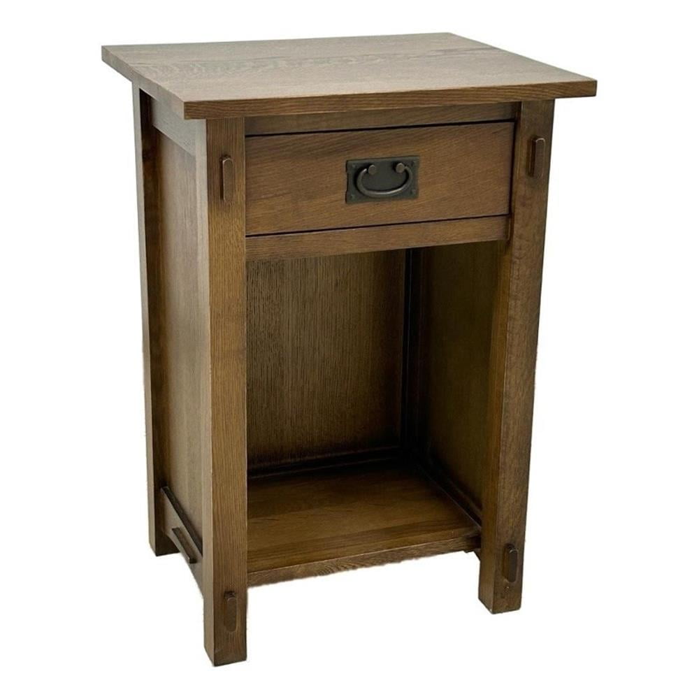 Pemberly Row Mission Solid Quarter Sawn Oak 1 Drawer End Table ...