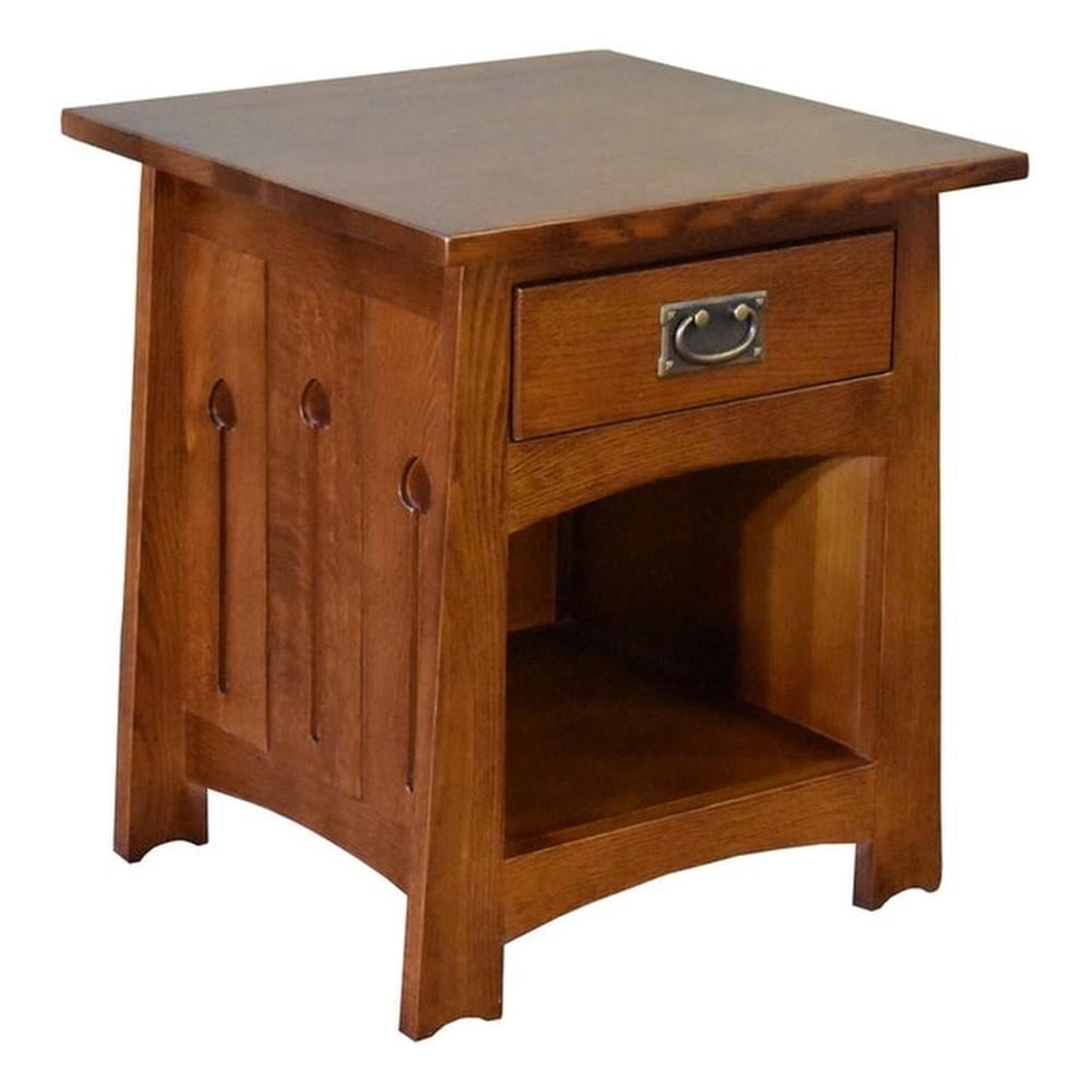 Pemberly Row Mission Solid Quarter Sawn Oak Keyhole End Table - Walmart.com