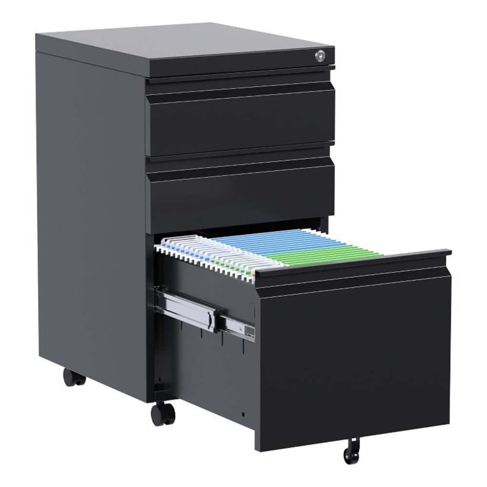 Pemberly Row Mobile File Cabinet w/ 3 Drawers for Office & Home Fully ...