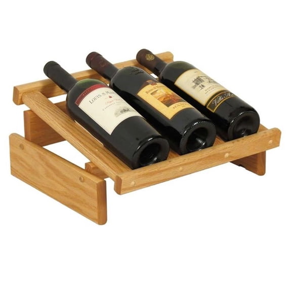 Pemberly Row Modern 1 Tier 3 Bottle Display Wine Rack in Light Oak ...