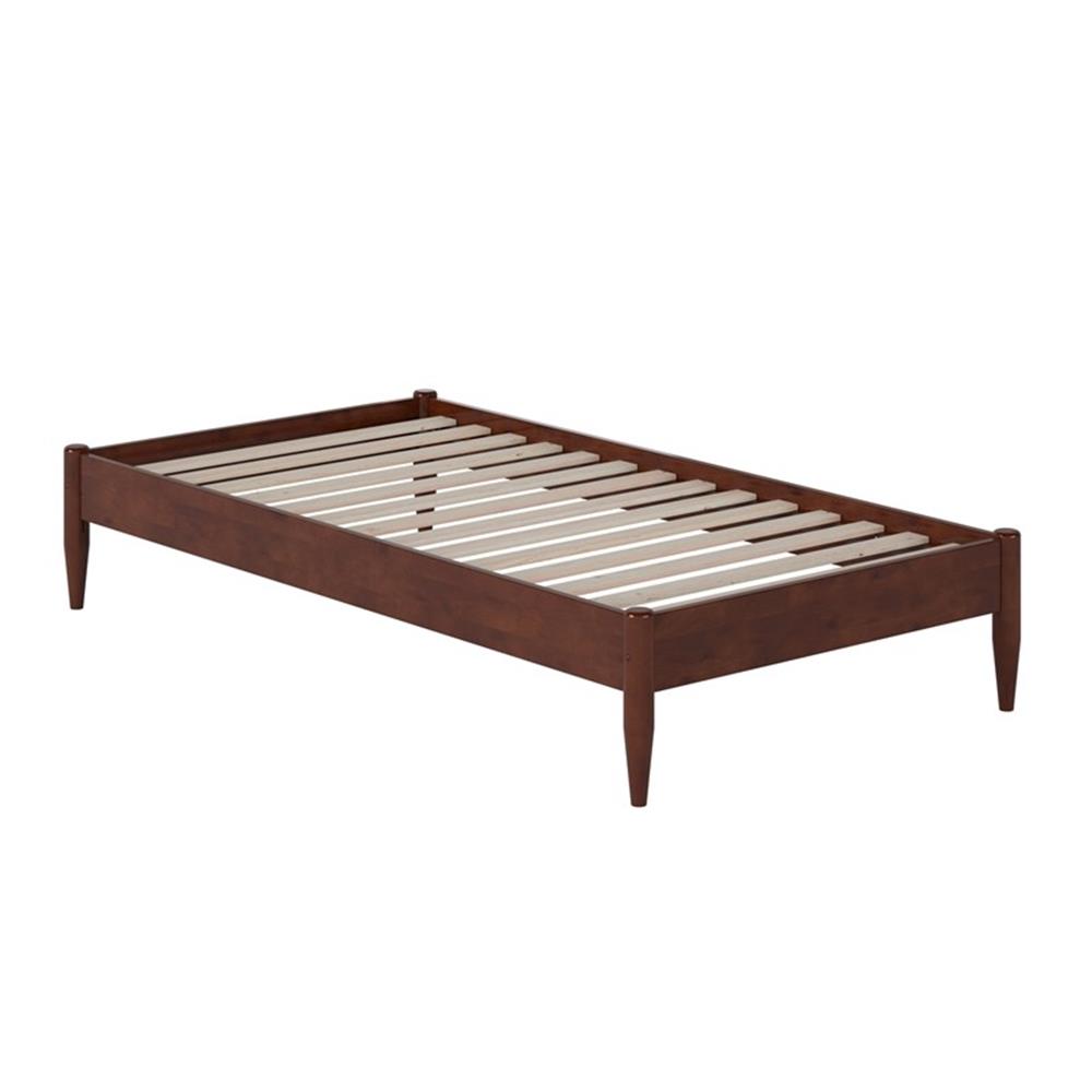 Pemberly Row Modern 14" Twin Basic Platform Bed Frame in Walnut ...