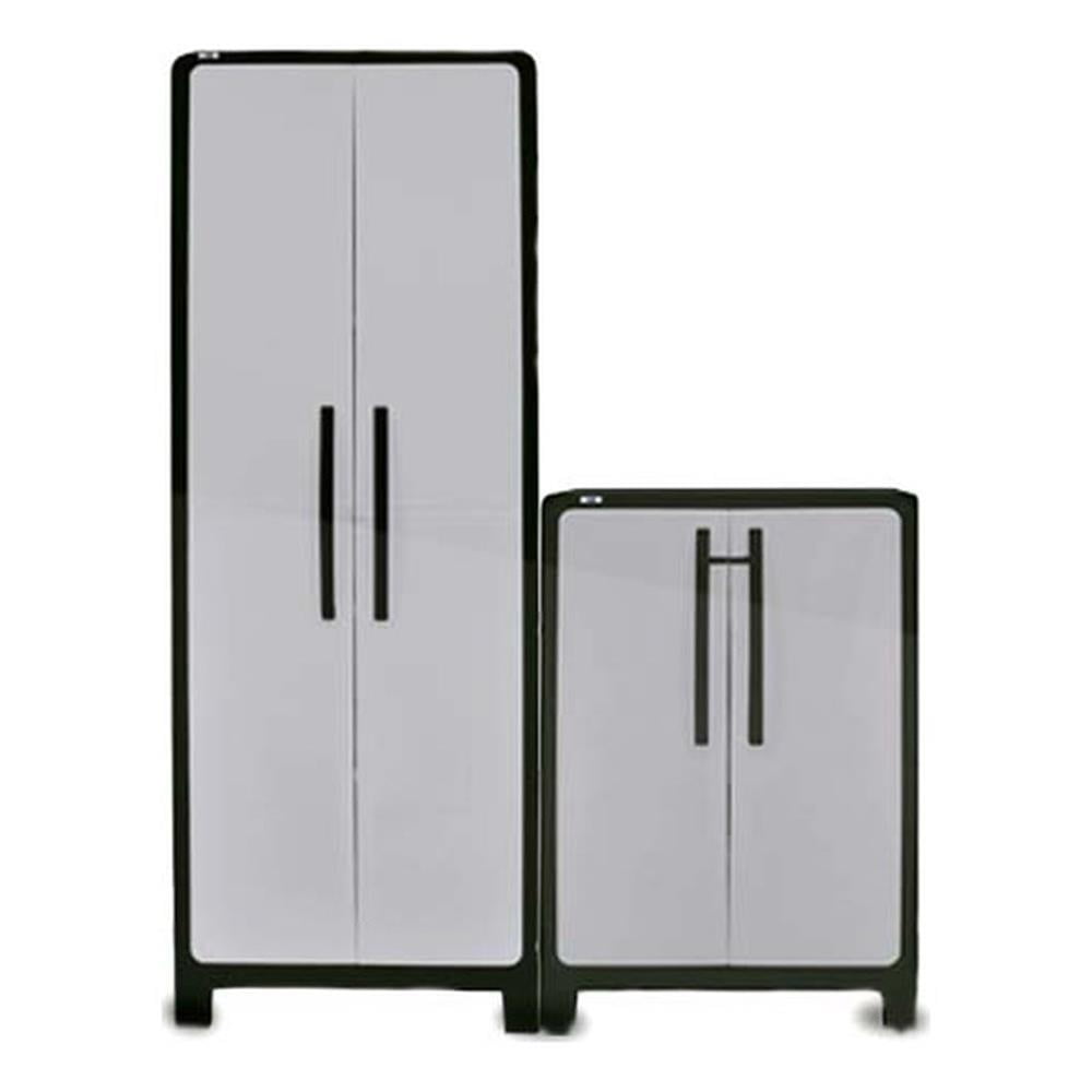 Pemberly Row Modern 2-Piece Storage Cabinet Set in Gray/Black - Walmart.com