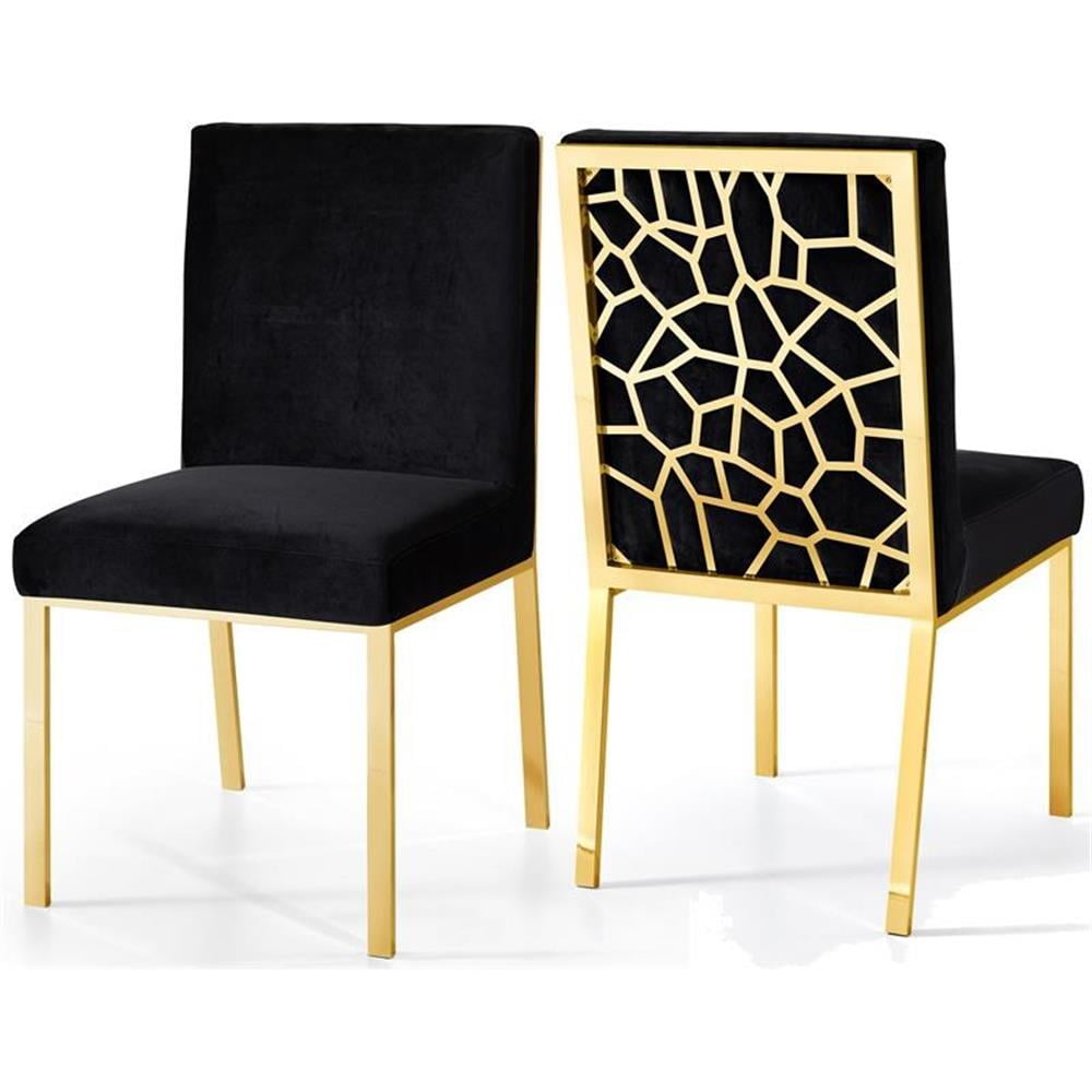 Pemberly Row Modern 20"H Velvet Dining Chair in Black (Set of 2 ...