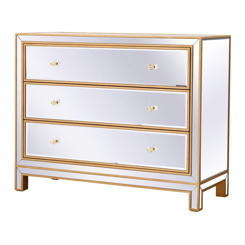 Pemberly Row Modern 3-Drawer Solid Wood and MDF Chest in Gold - Walmart.com