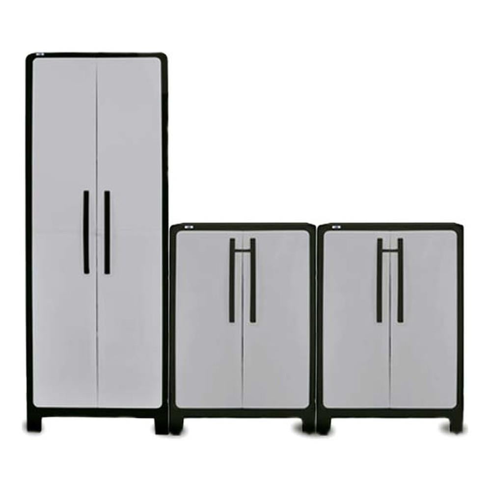 Pemberly Row Modern 3-Piece Storage Cabinet Set in Gray/Black - Walmart.com