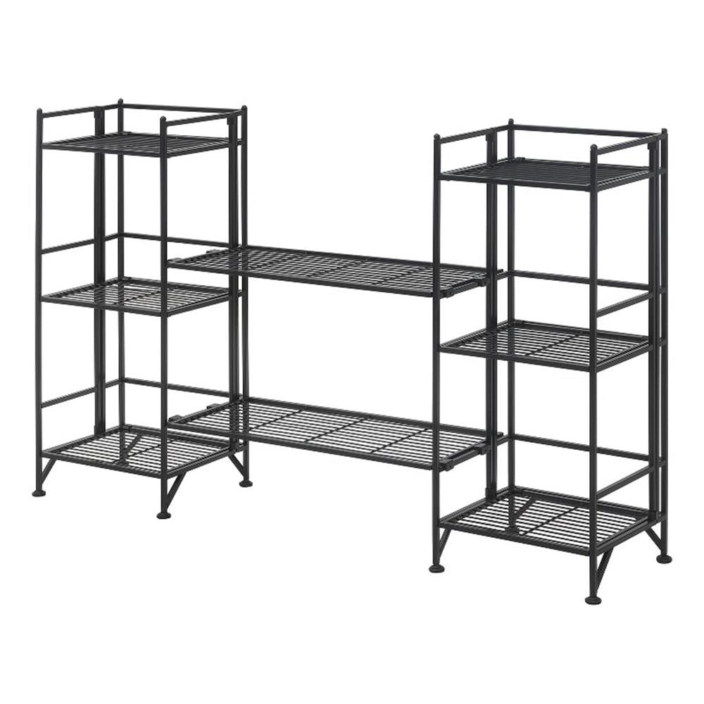 Pemberly Row Modern 3-Tier Metal Folding Shelves with in Black ...