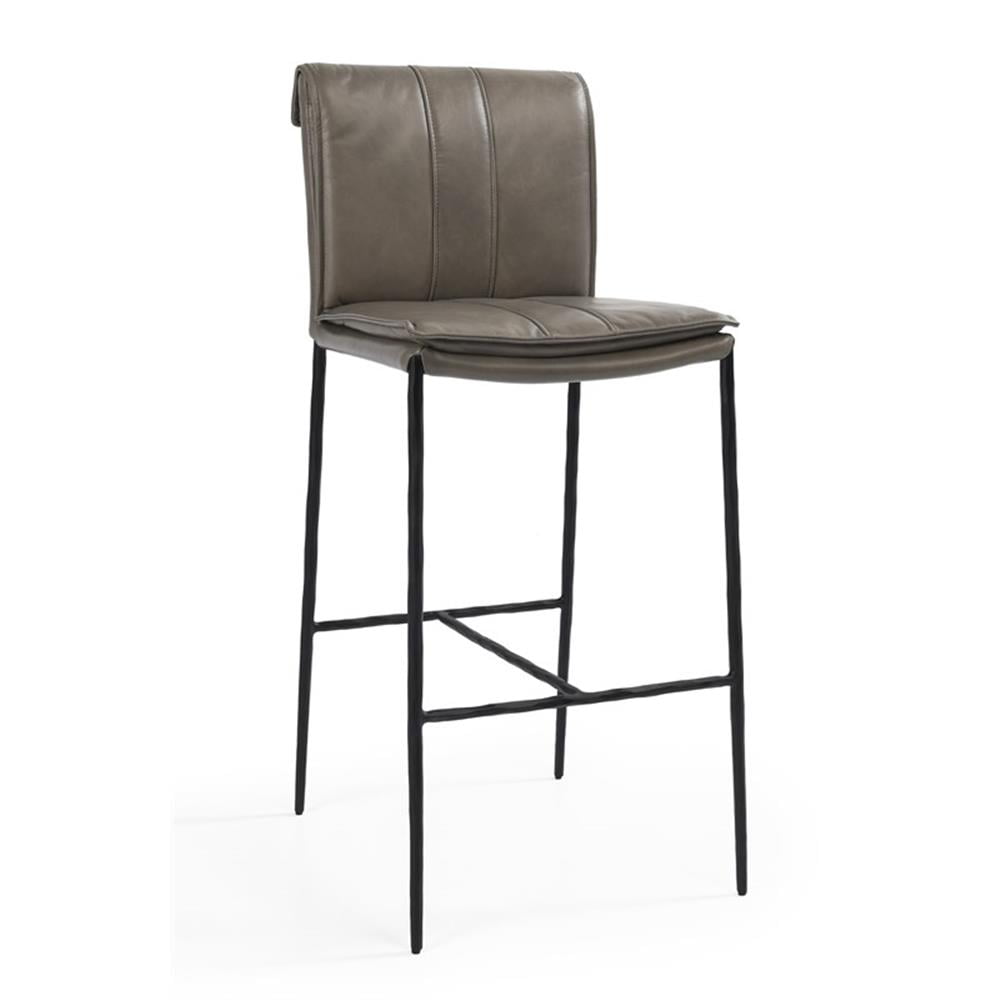 Pemberly Row Modern 30" Top Grain Leather Bar Stool Pewter Gray ...