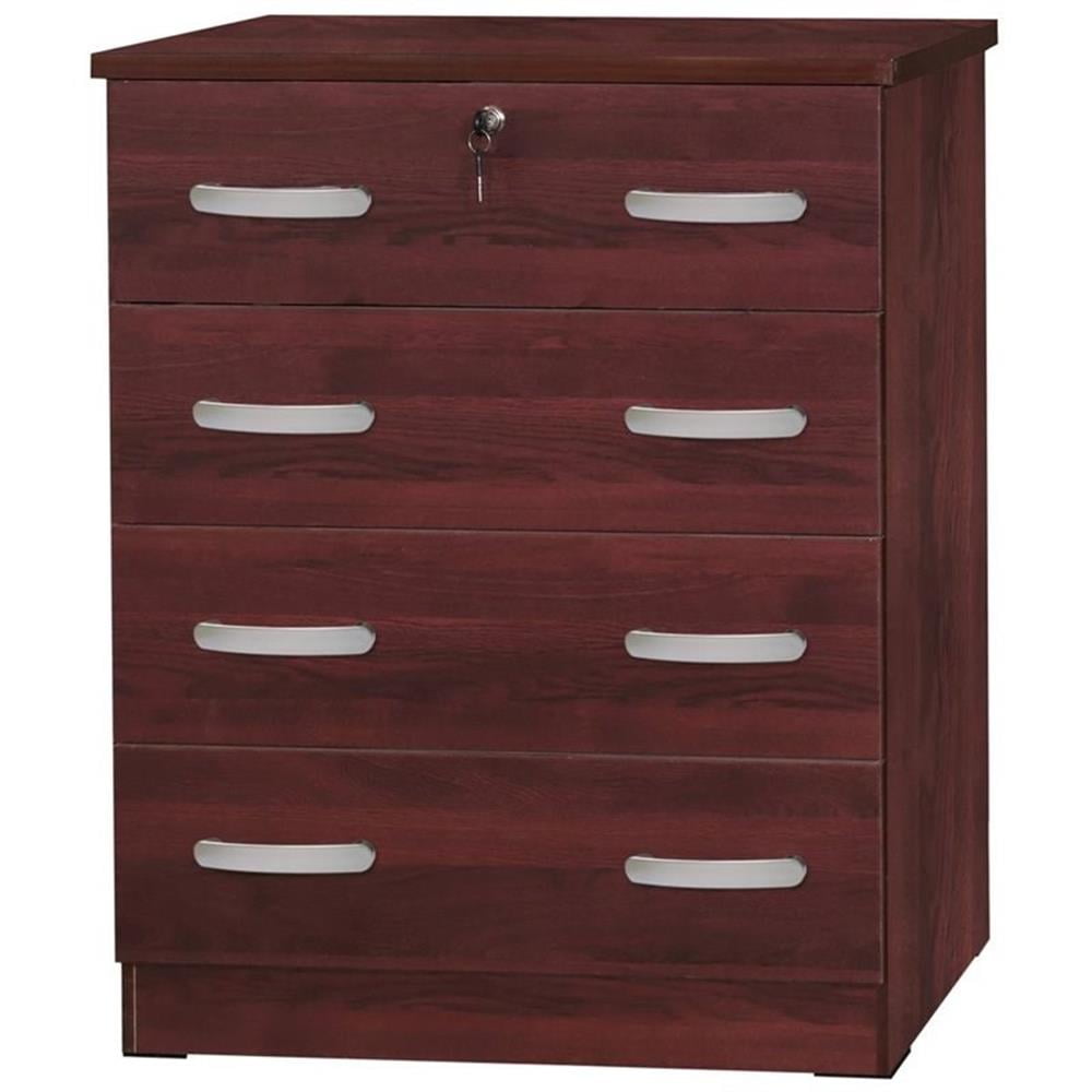 Pemberly Row Modern 4-Drawer Engineered Wood Chest Dresser with Lock in ...