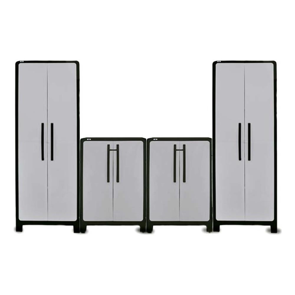 Pemberly Row Modern 4-Piece Storage Cabinet Set in Gray/Black - Walmart.com
