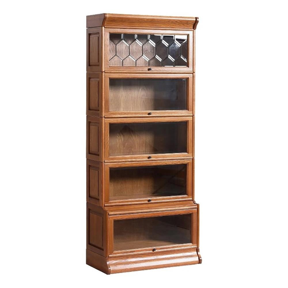 Pemberley Row Wood Cherry Bookcase Rectangular Leaded Glass 78 ...