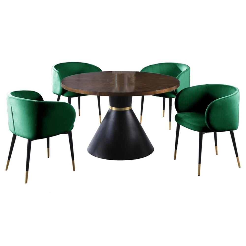 Pemberly Row Modern 5-piece Round Dinette Set in Green Velvet - Walmart.com