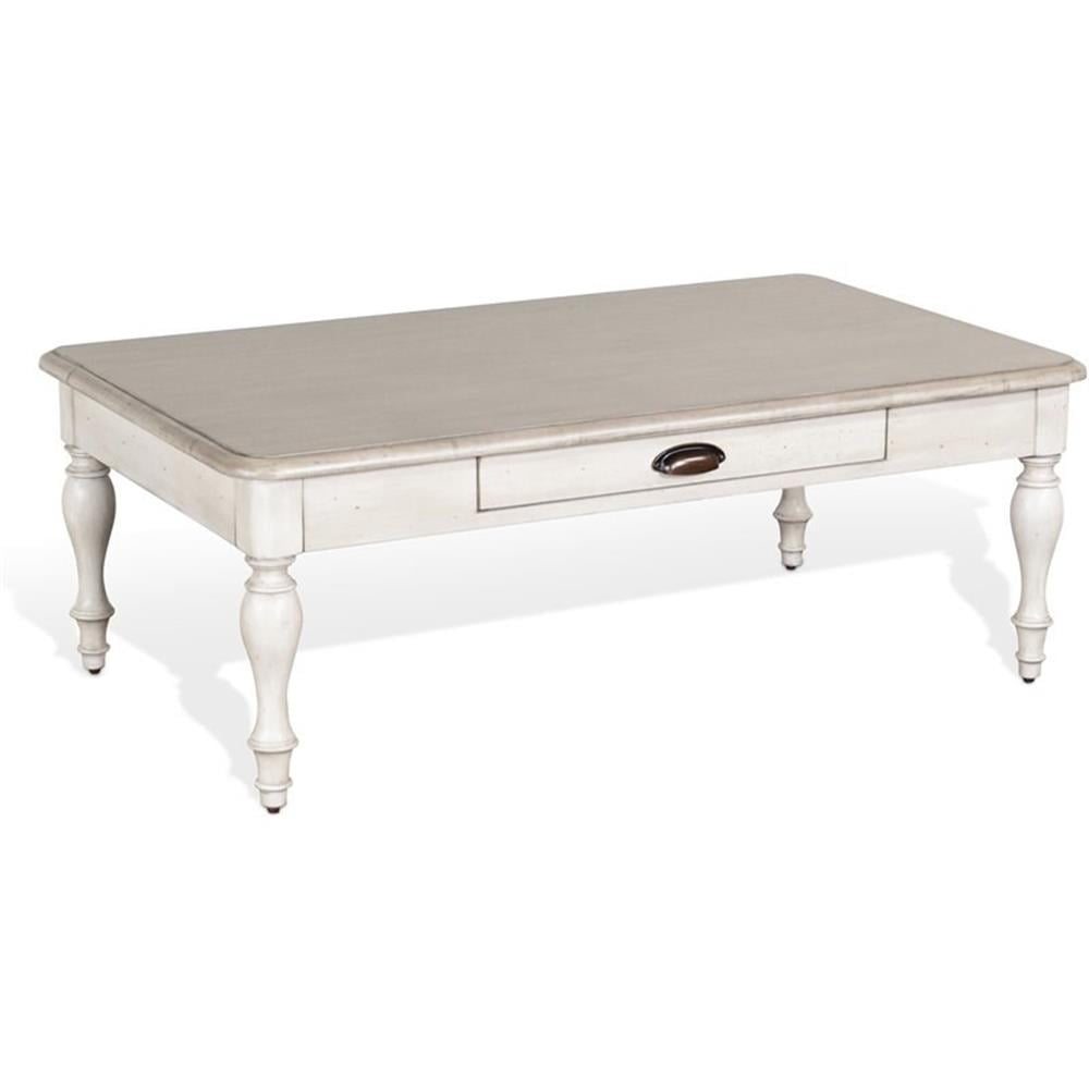 Pemberly Row Modern 50" Wood Cocktail Table in Off White Taupe ...