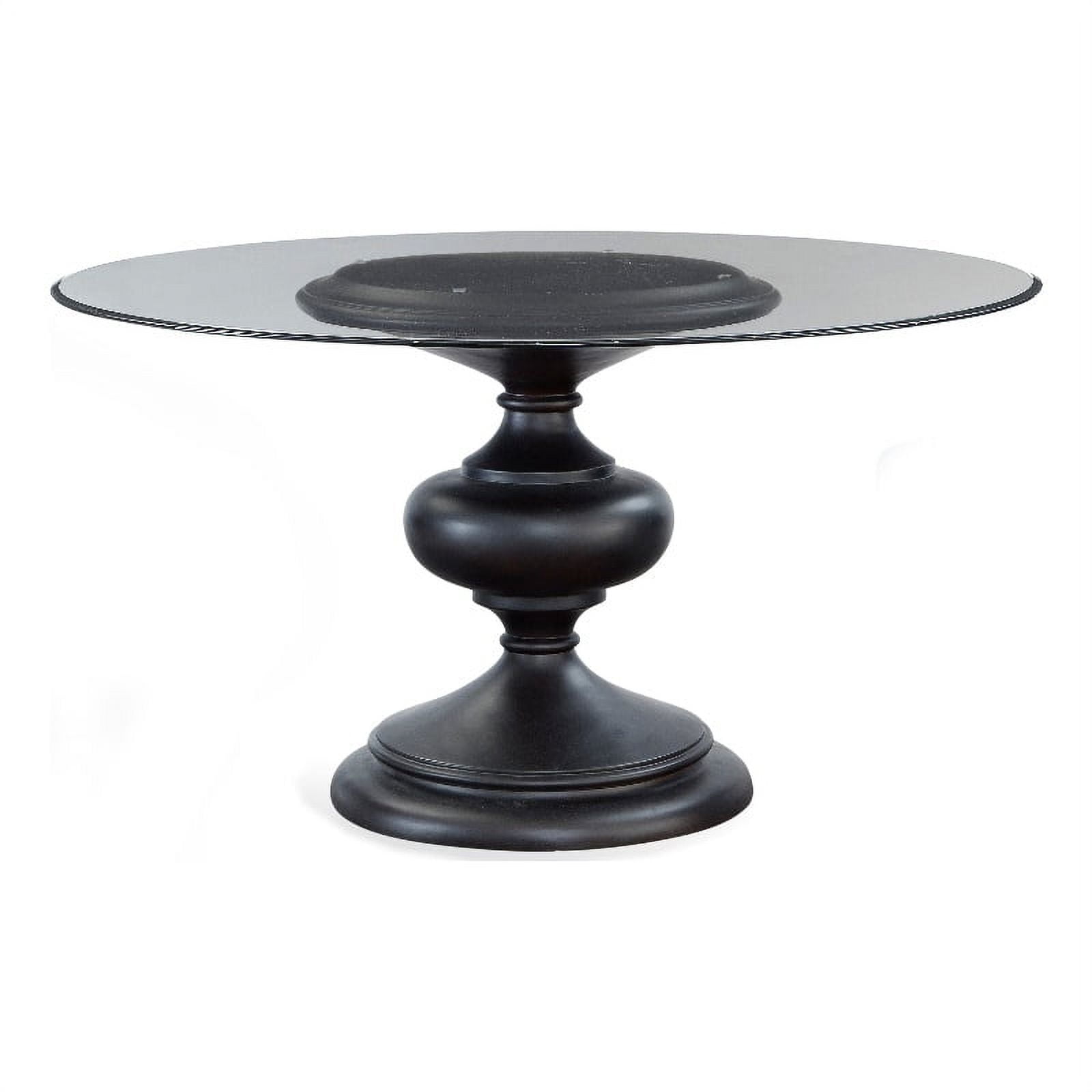 Pemberly Row Modern 54" Round Glass Top Dining Table in Black Wood ...