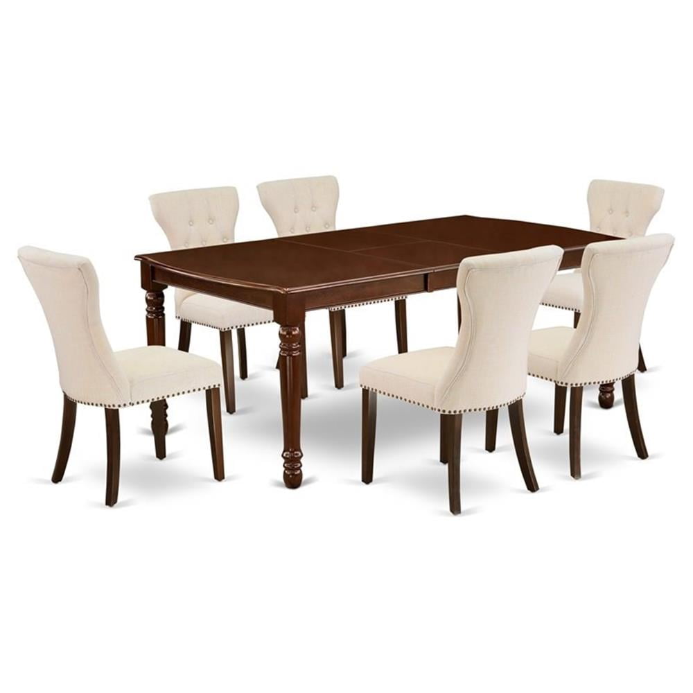 Pemberly Row Modern 7-piece Wood Dining Room Table Set in Mahogany ...
