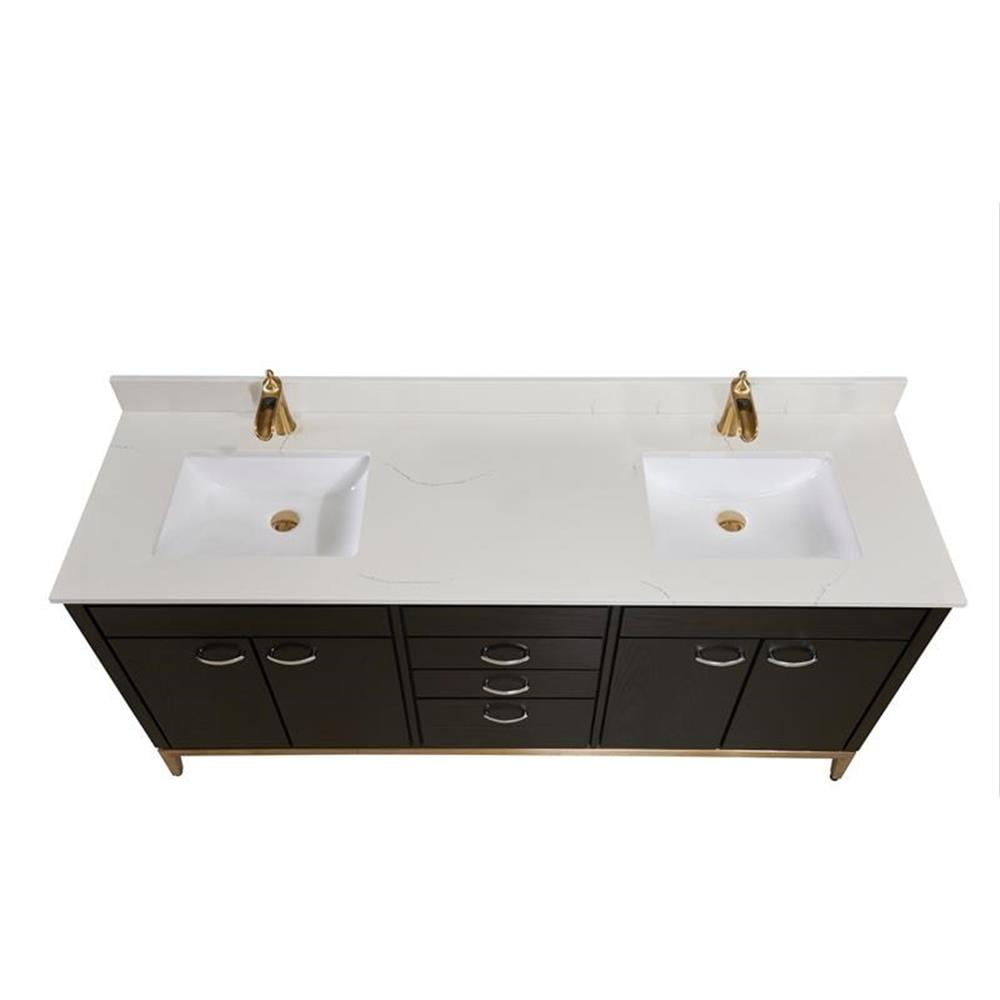 Pemberly Row Modern 73" Composite Stone Double Vanity Top White ...